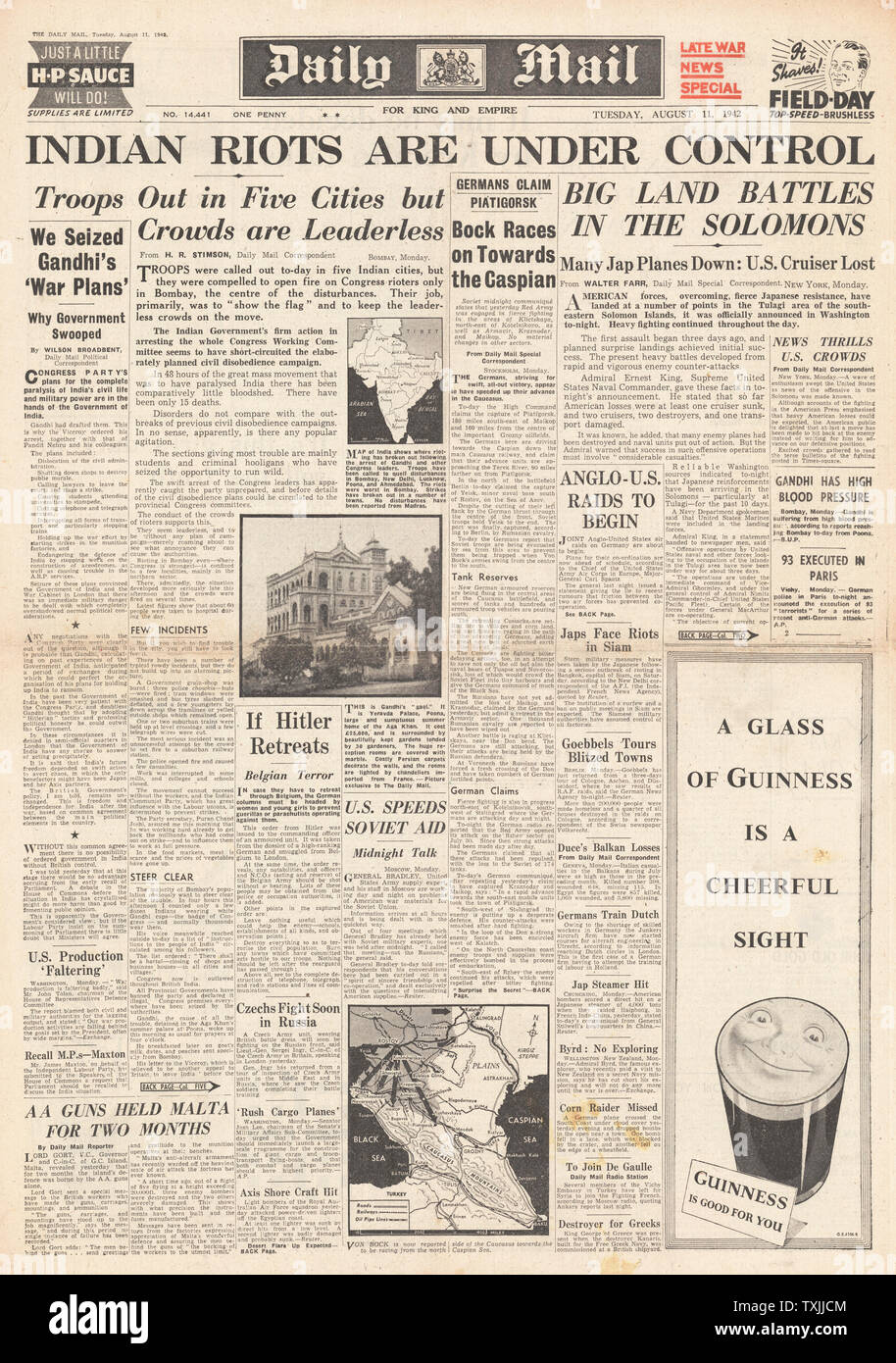 Newspaper front page riots hi-res stock photography and images - Alamy