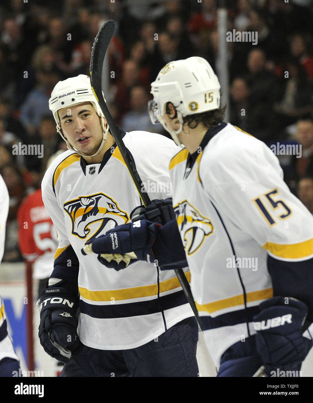 Nashville Predators right wing Brandon Yip (L) congratulates Nashville ...