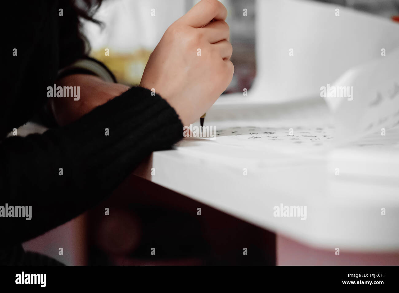 Hand writing brush words Stock Photo - Alamy