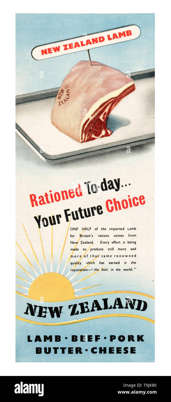 1947 UK Magazine New Zealand Lamb Advert Stock Photo - Alamy