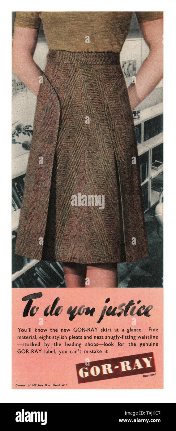 1947 UK Magazine Gor-ray Skirts Advert Stock Photo - Alamy