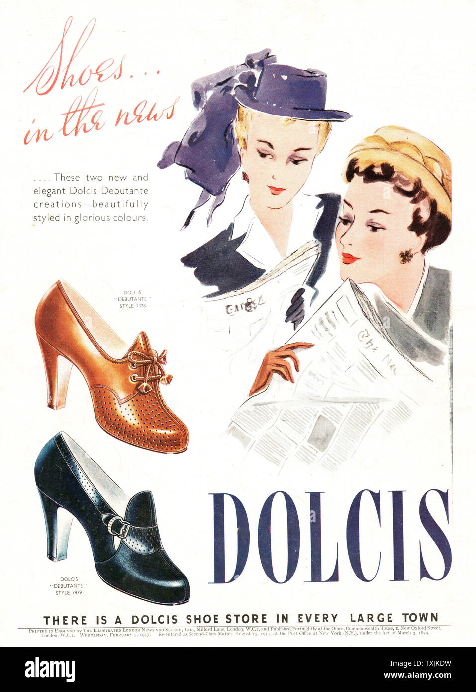 1947 UK Magazine Dolcis Shoes Advert Stock Photo - Alamy