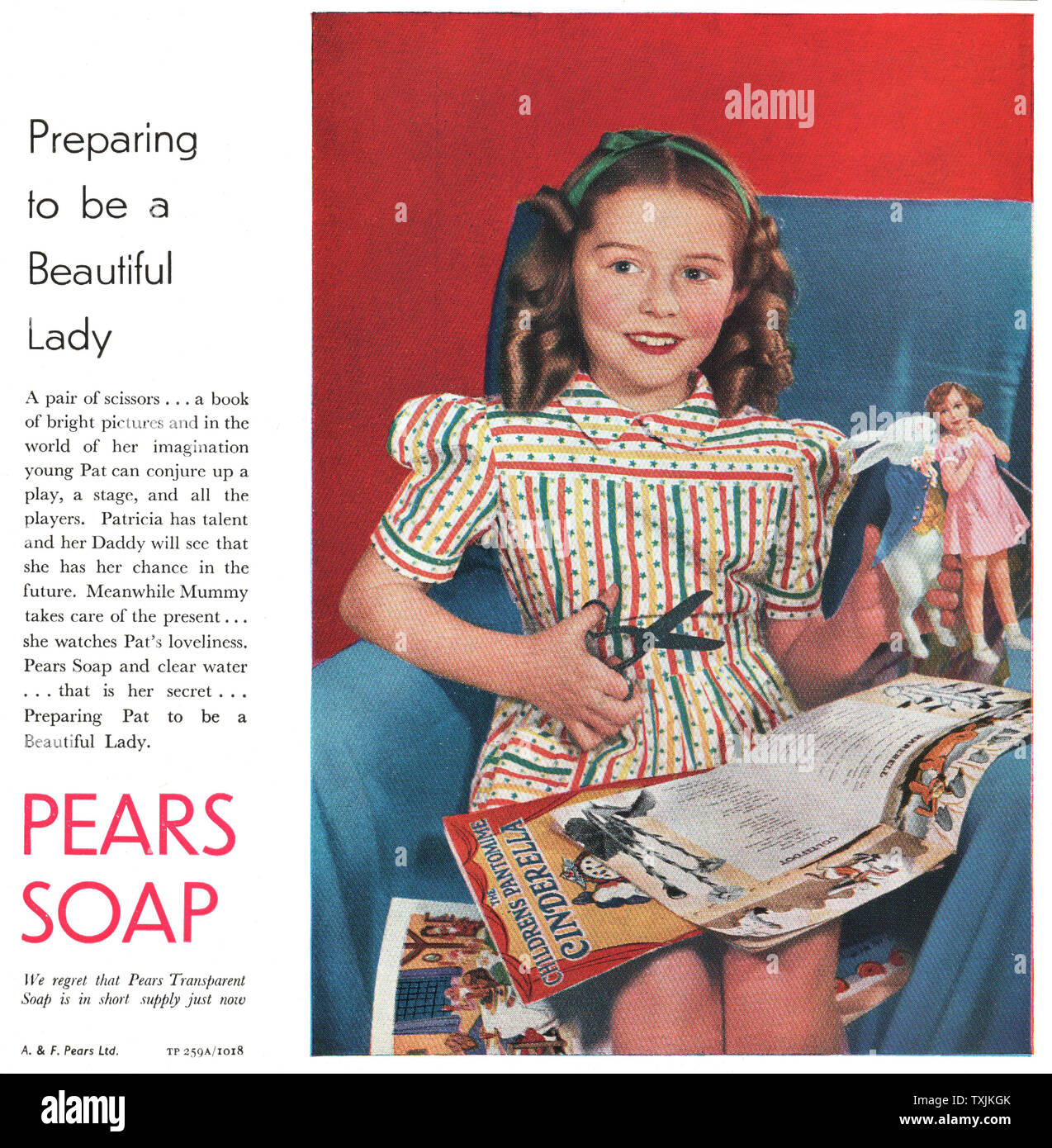 1947 UK Magazine Pears Soap Advert Stock Photo - Alamy