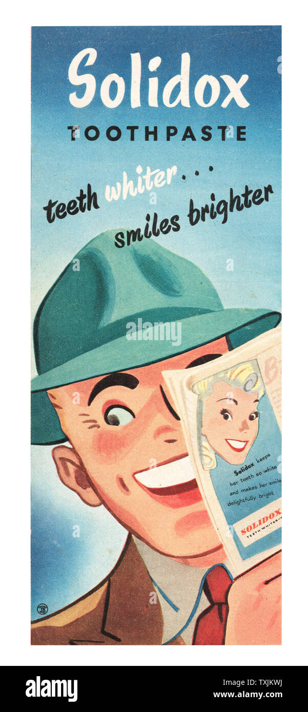 1947 UK Magazine Solidox Toothpaste Advert Stock Photo - Alamy