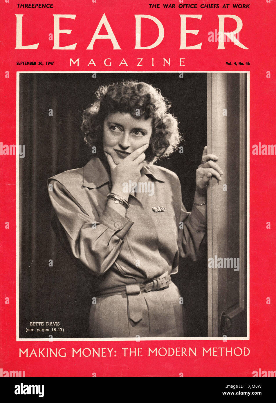 1947 Leader Magazine Actress Bette Davis Stock Photo - Alamy