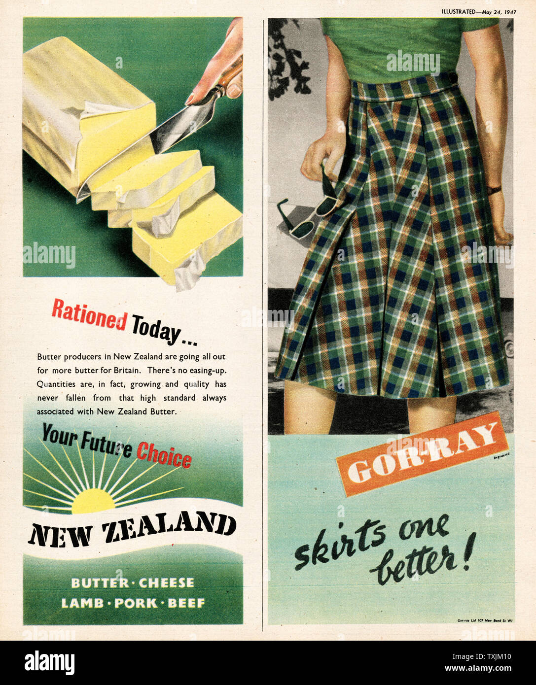 1947 UK Magazine Gor-ray Skirts Advert Stock Photo - Alamy