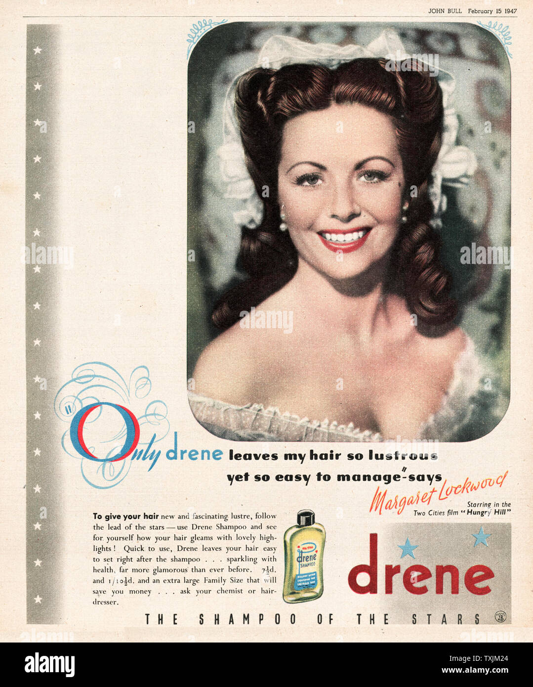 1947 UK Magazine Drene Shampoo Advert Stock Photo - Alamy