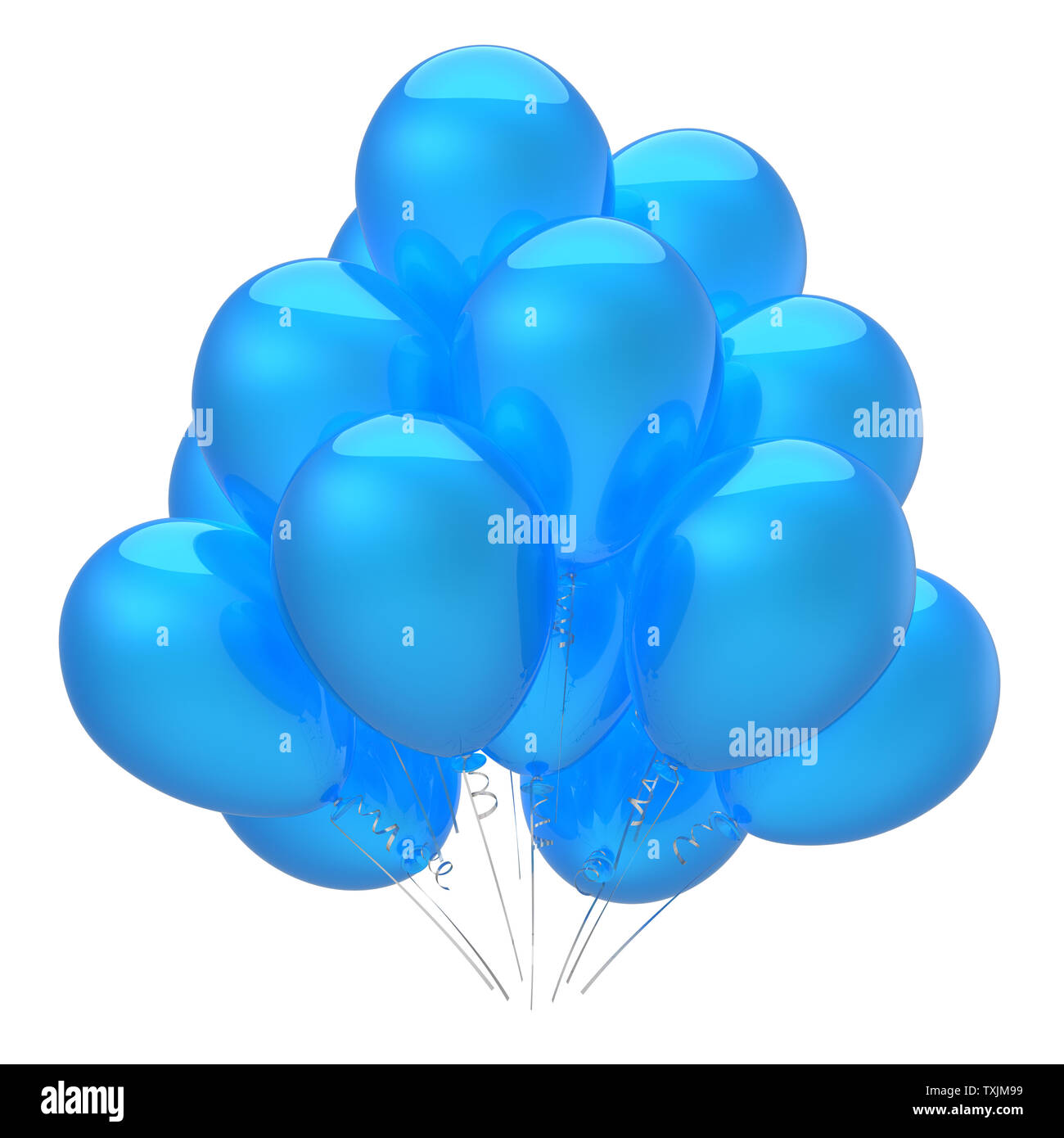 blue birthday balloon bunch. helium balloons party decoration. holiday ...