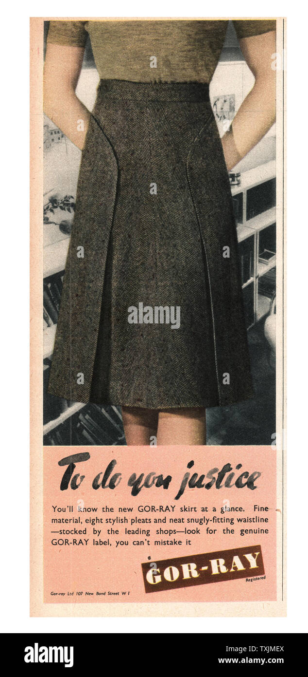 1946 UK Magazine Gor-ray Skirts Advert Stock Photo - Alamy