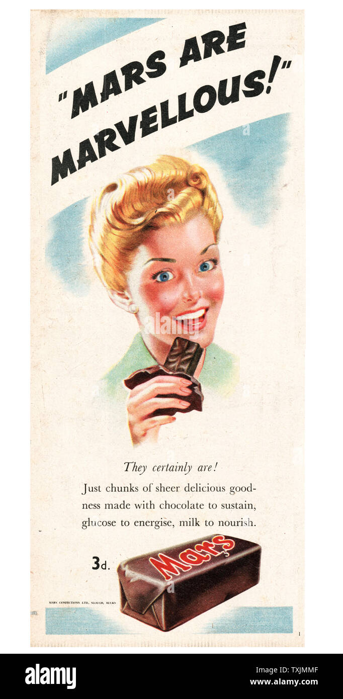 1946 UK Magazine Mars Bar Advert Stock Photo - Alamy