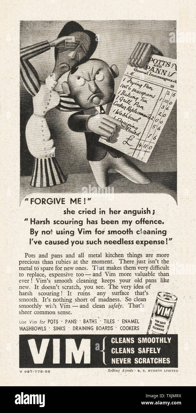 1940 UK Magazine Vim Cleaning Powder Advert Stock Photo - Alamy