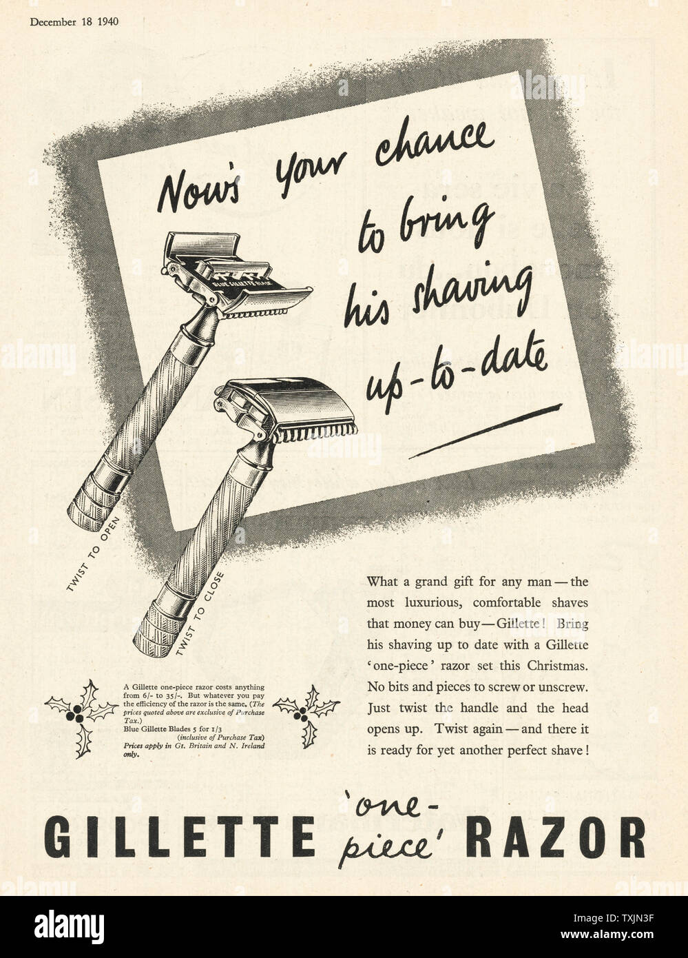 Uk gillette magazine advert hi-res stock photography and images - Alamy