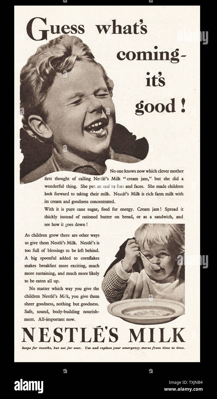 1940 UK Magazine Nestle's Milk Advert Stock Photo - Alamy