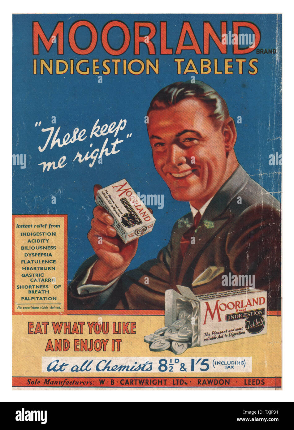 1941 UK Magazine Moorland Indigestion Tablets Advert Stock Photo - Alamy