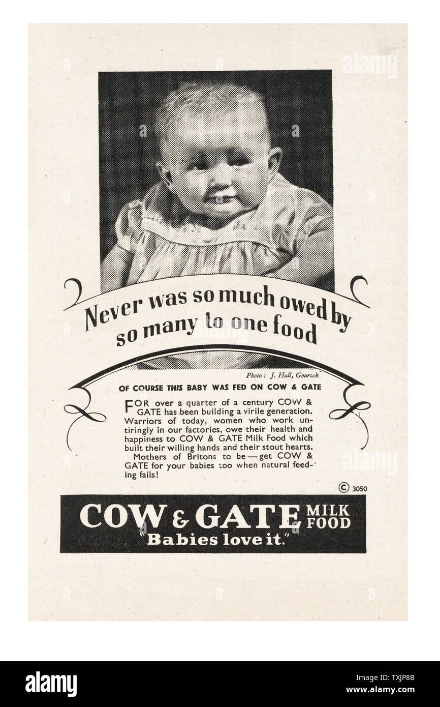 1941 UK Magazine Cow & Gate Milk Advert Stock Photo - Alamy