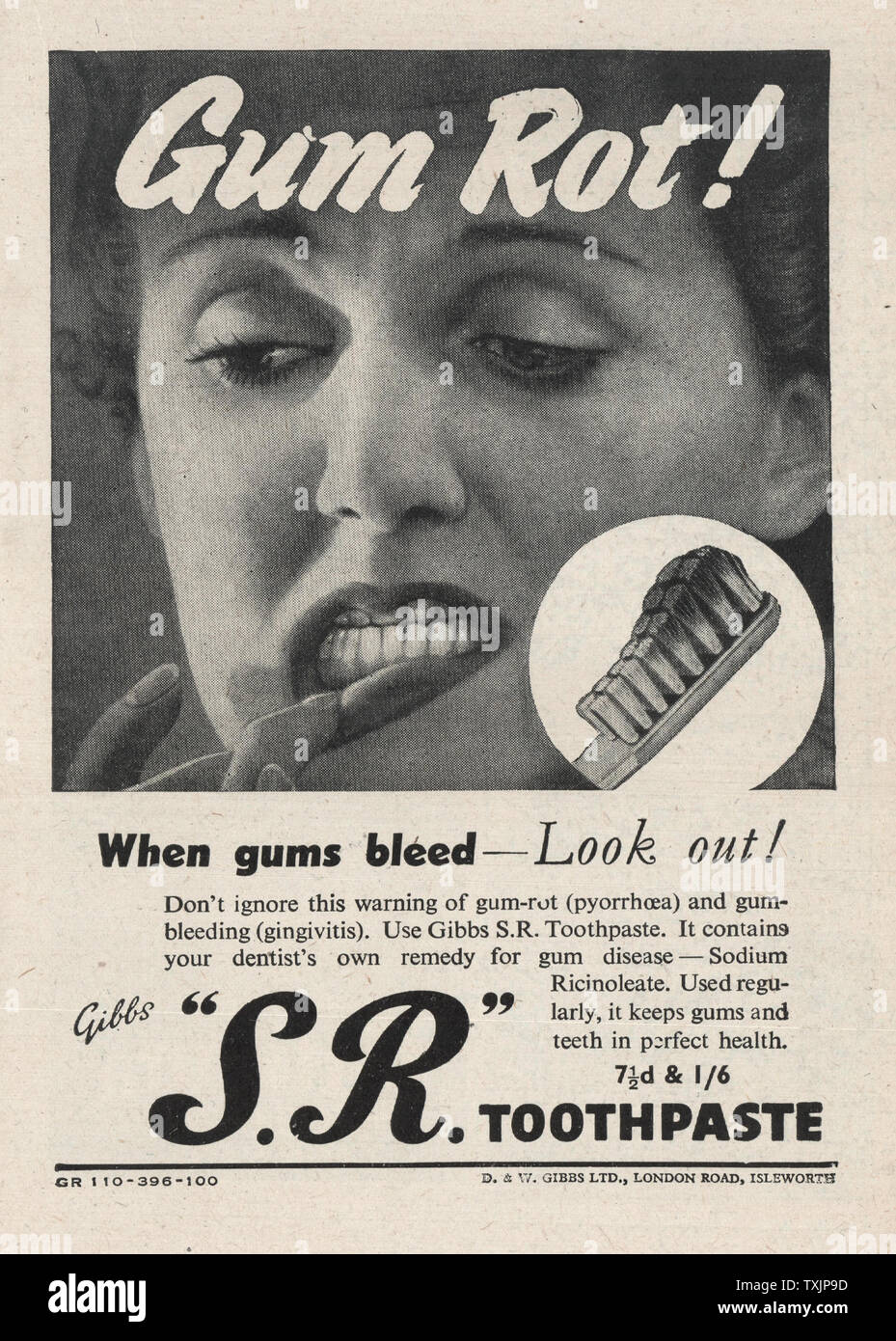 1941 UK Magazine SR Toothpaste Advert Stock Photo - Alamy