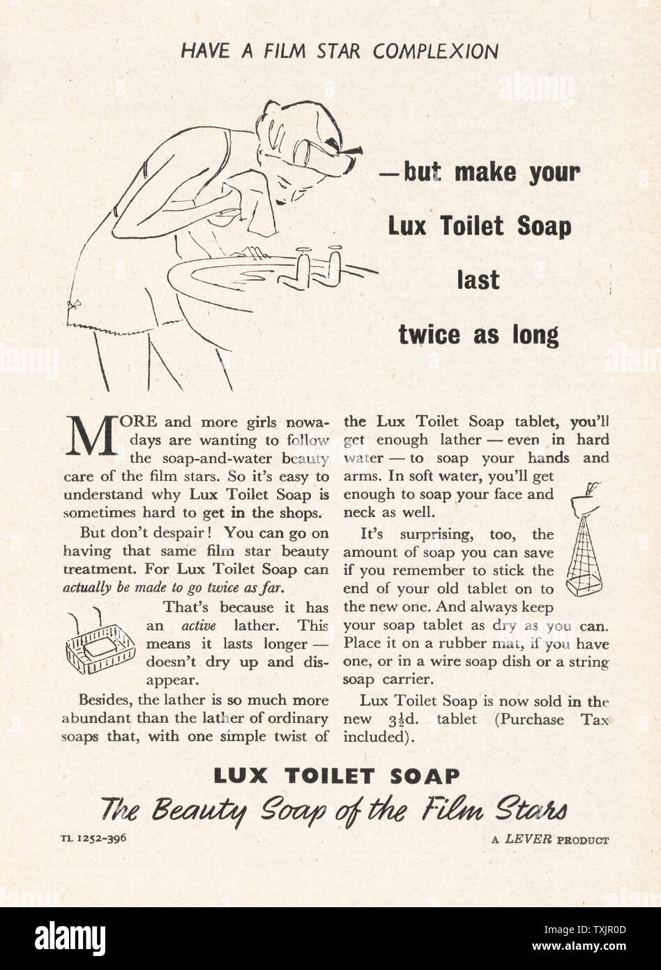 1942 UK Magazine Lux soap Advert Stock Photo - Alamy
