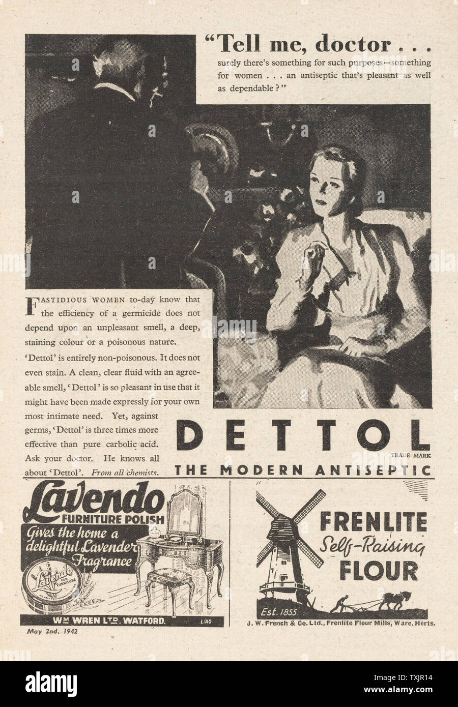 1942 UK Magazine Dettol Advert Stock Photo - Alamy