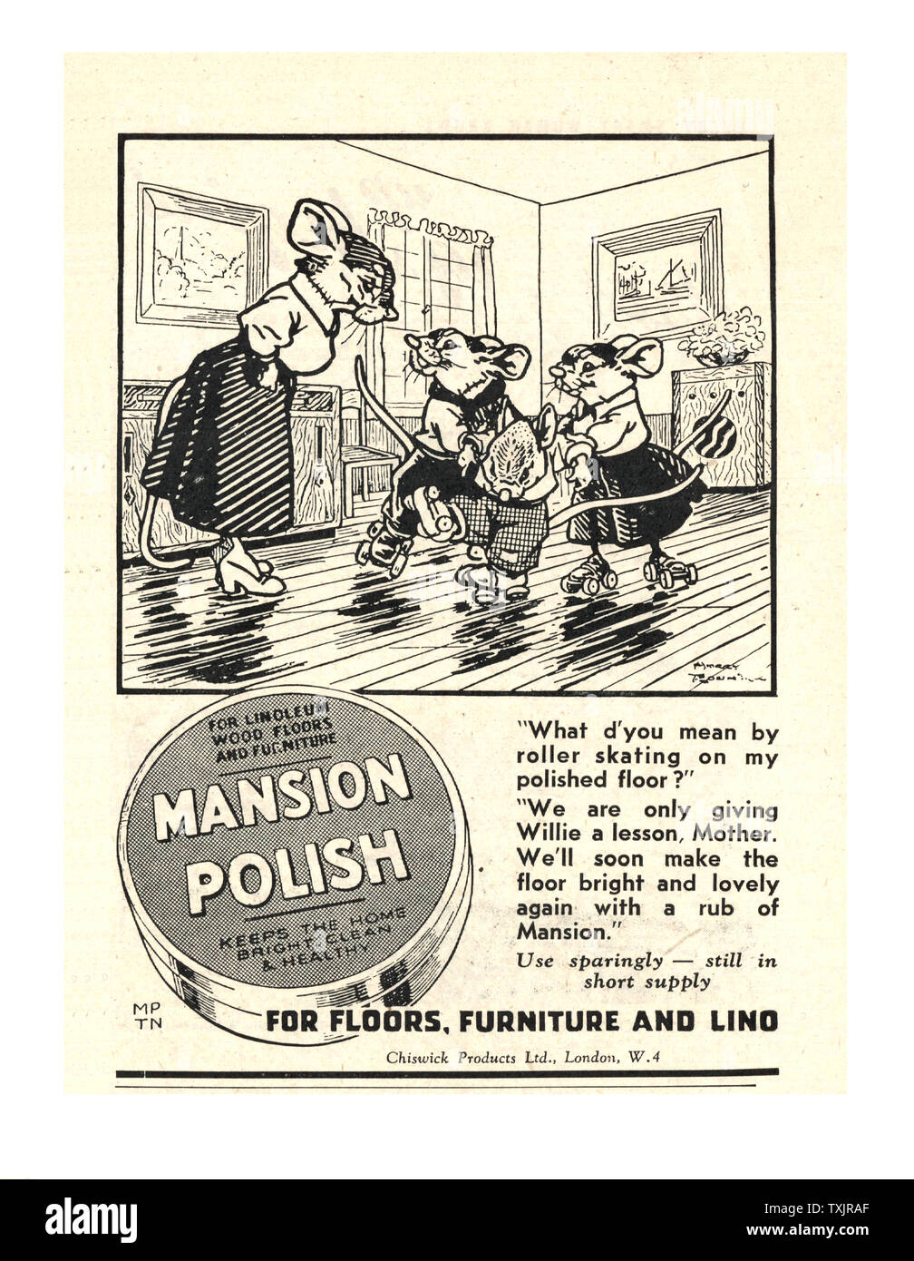 1946 UK Magazine Mansion Antiseptic Wax Polish Advert Stock Photo - Alamy