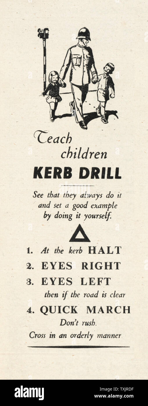 1945 UK Magazine Kerb Drill Advert Stock Photo - Alamy