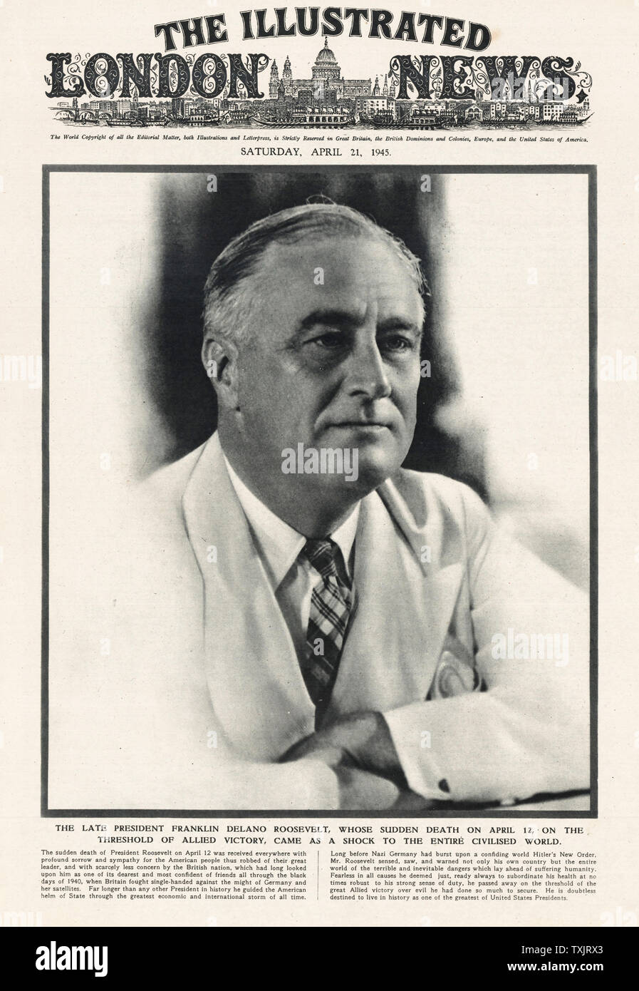 Franklin d roosevelt 1945 hi-res stock photography and images - Alamy