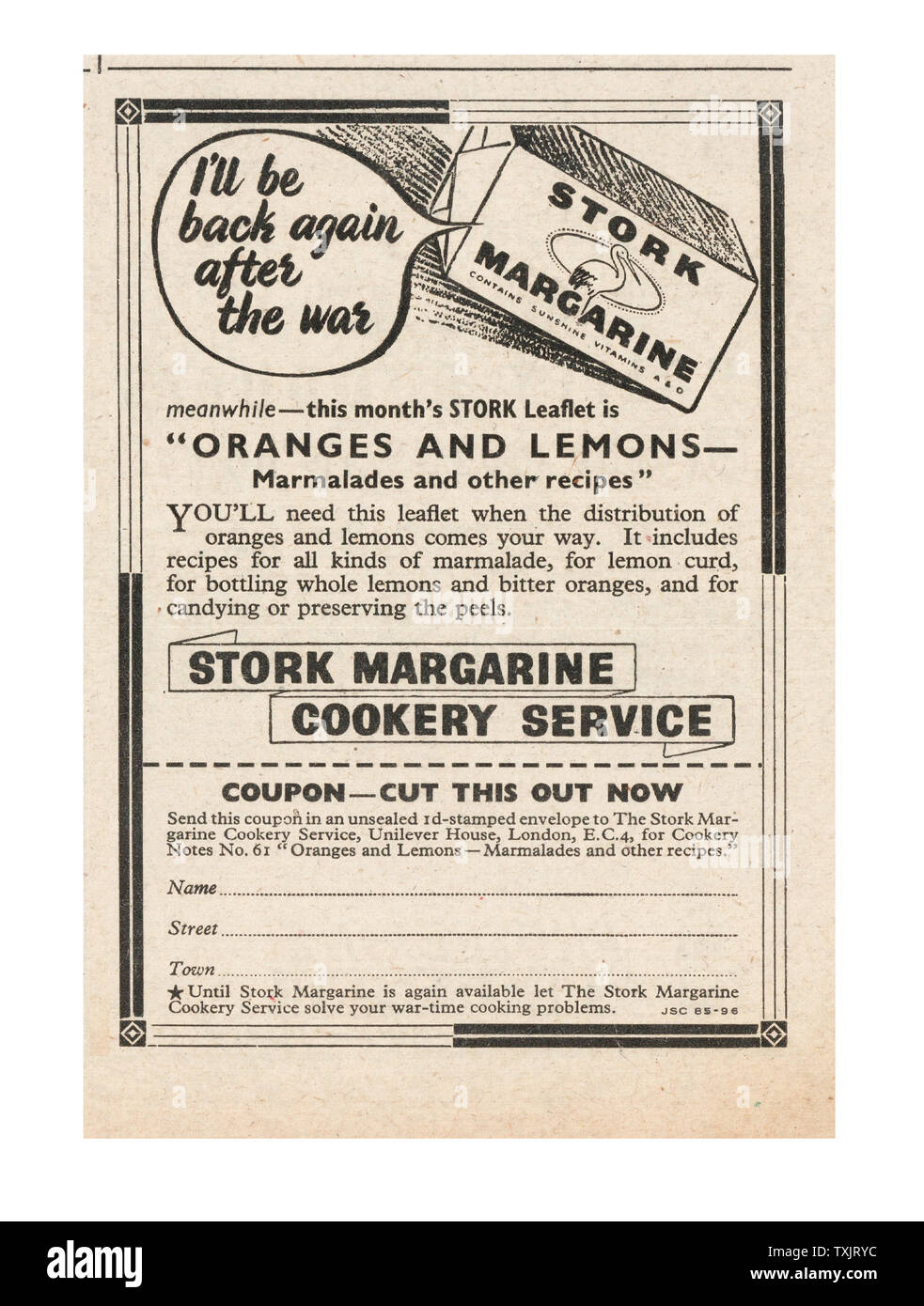 Stork margarine advert hi-res stock photography and images - Alamy