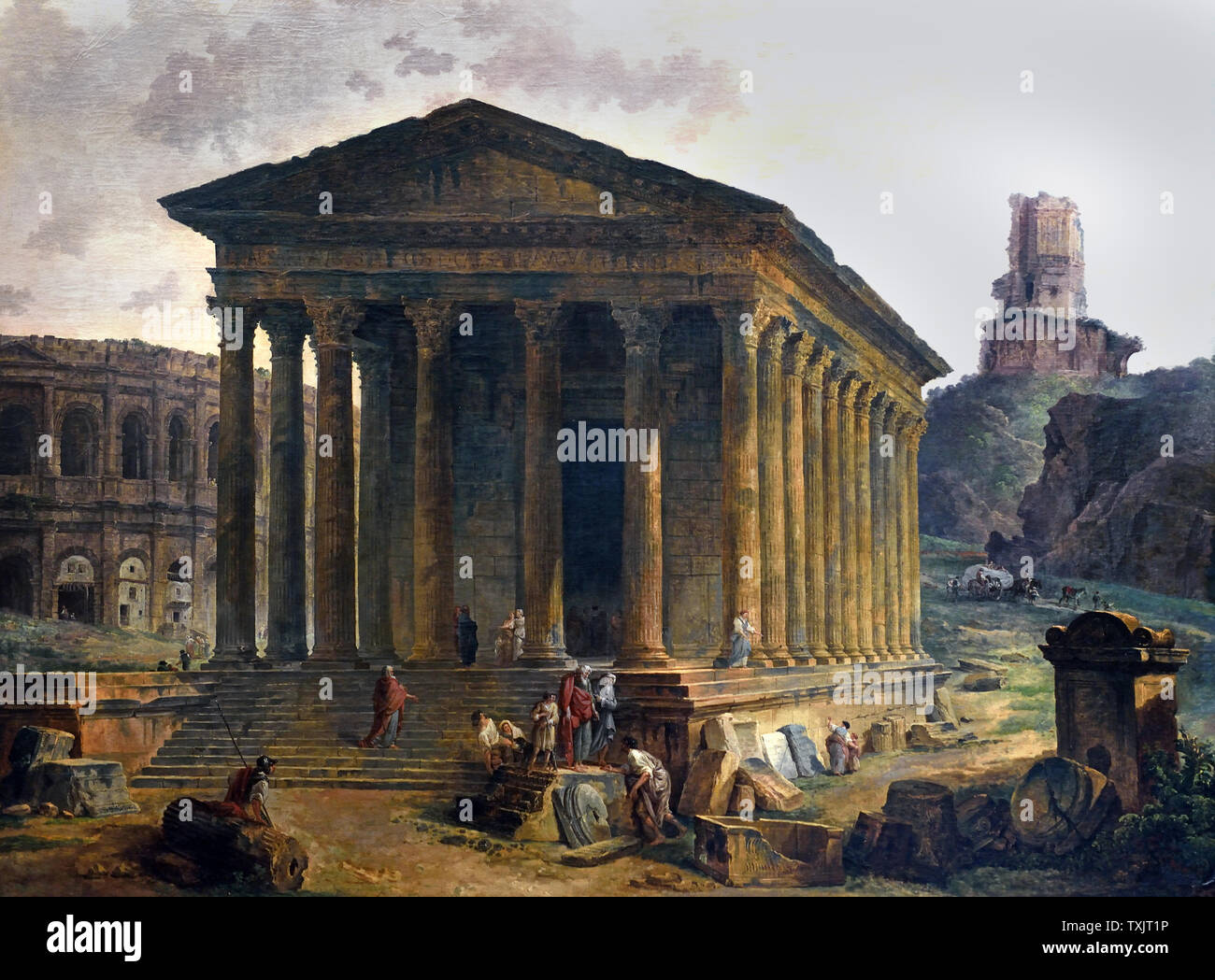 The square house, the bullring and the Magne tower in Nîmes 1786-1787 ...