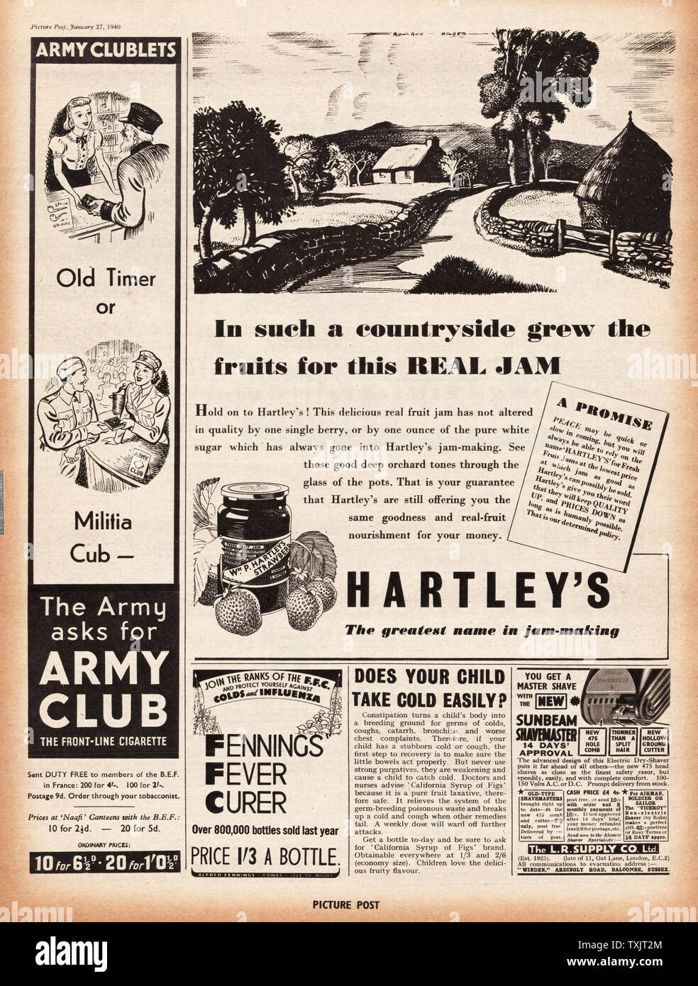 1940 UK Magazine Hartley's Jam Advert Stock Photo - Alamy