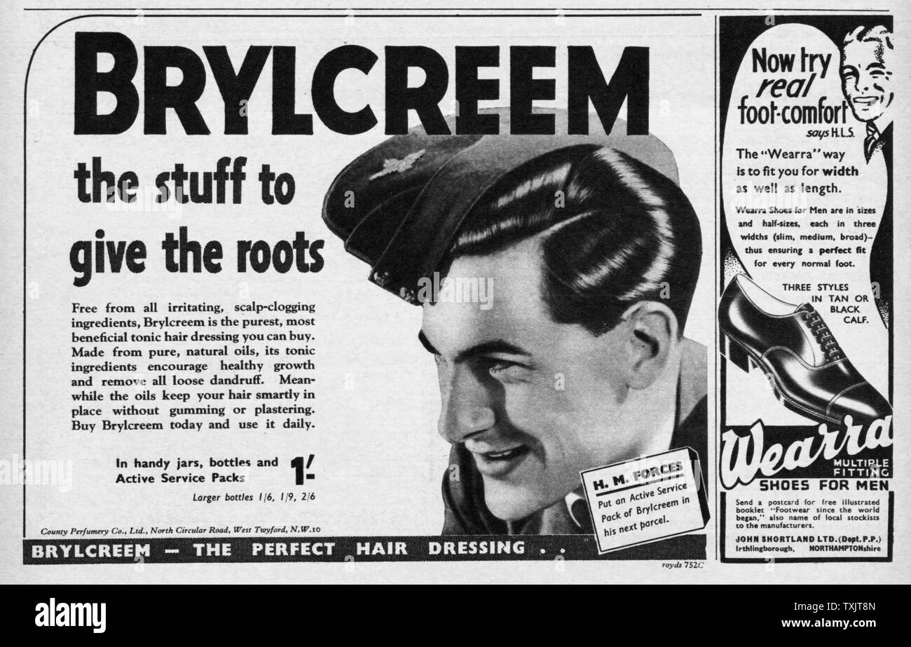 1940 UK Magazine Brylcreem Advert Stock Photo - Alamy