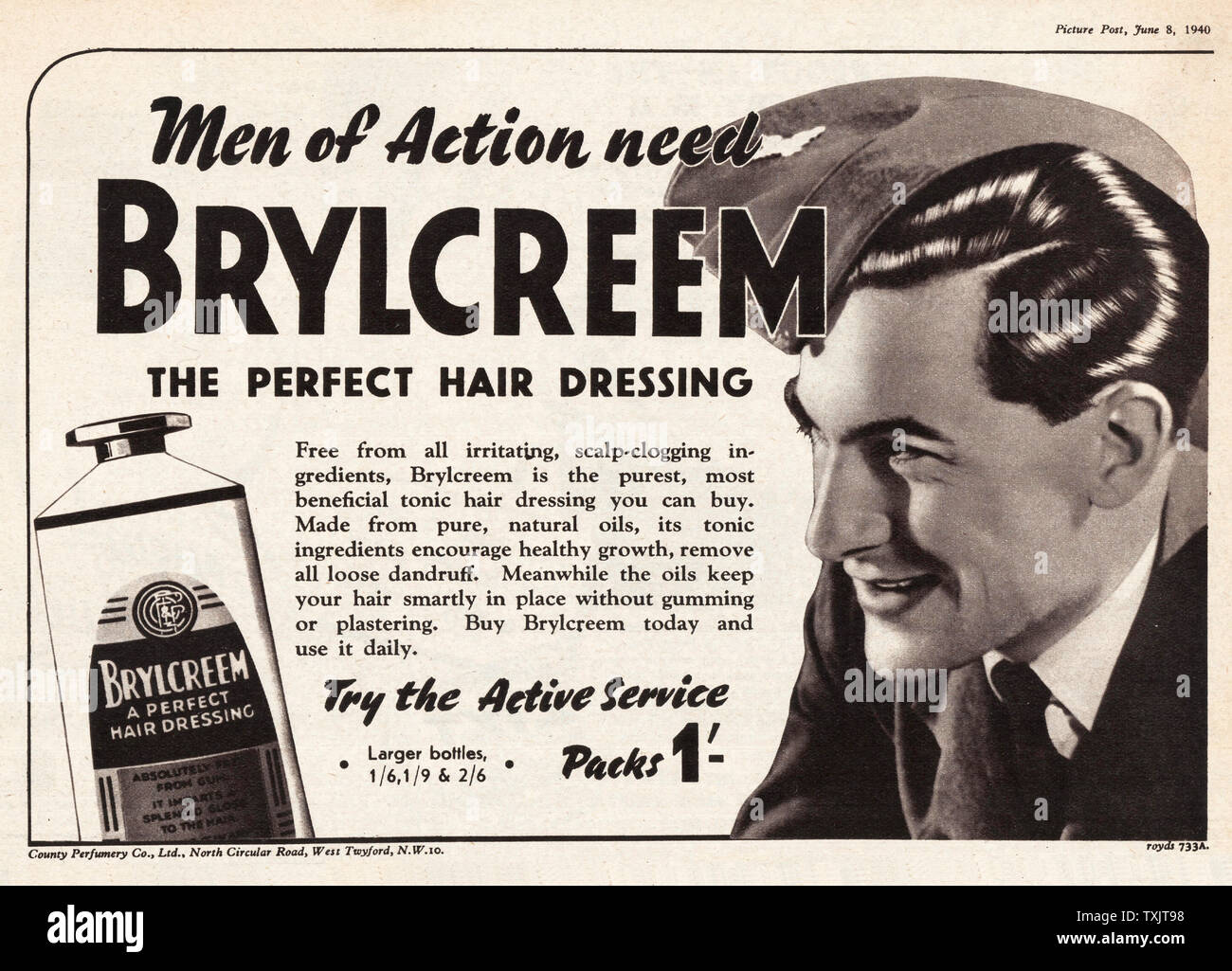 1940 UK Magazine Brylcreem Advert Stock Photo - Alamy