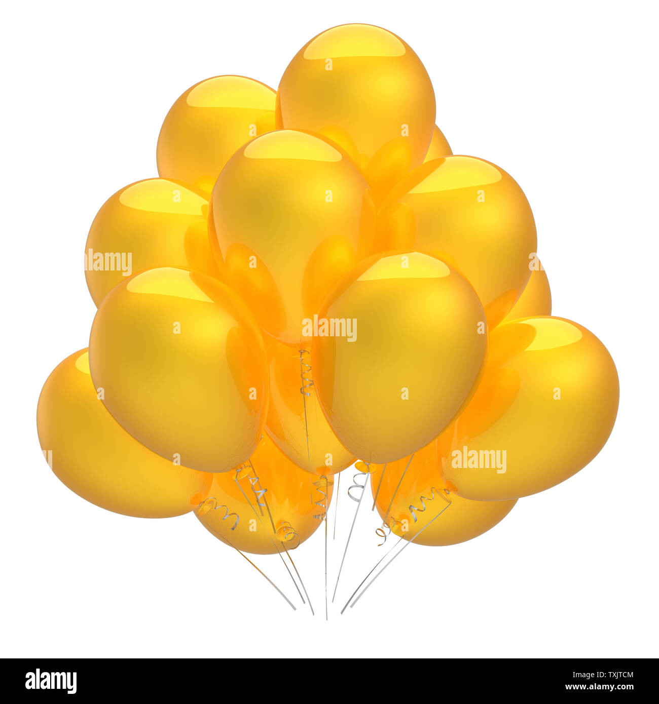party balloons yellow colorful shiny. birthday helium balloon bunch ...