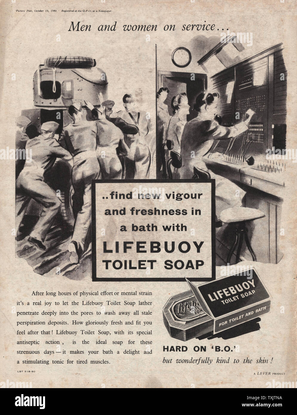 1940 UK Magazine Lifebuoy Soap Advert Stock Photo - Alamy