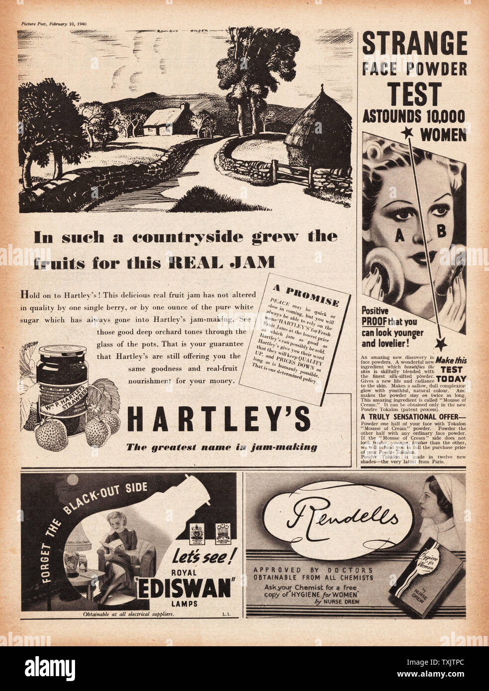1940 UK Magazine Hartley's Jam Advert Stock Photo - Alamy