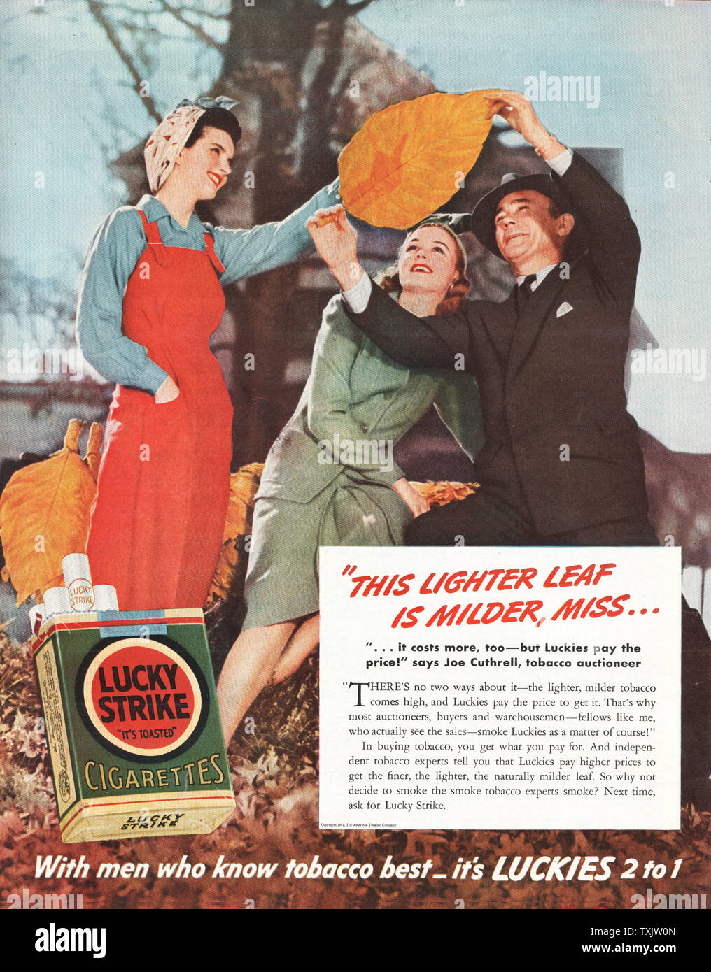 1941 U.S. Magazine Lucky Strike Cigarette Advert Stock Photo - Alamy