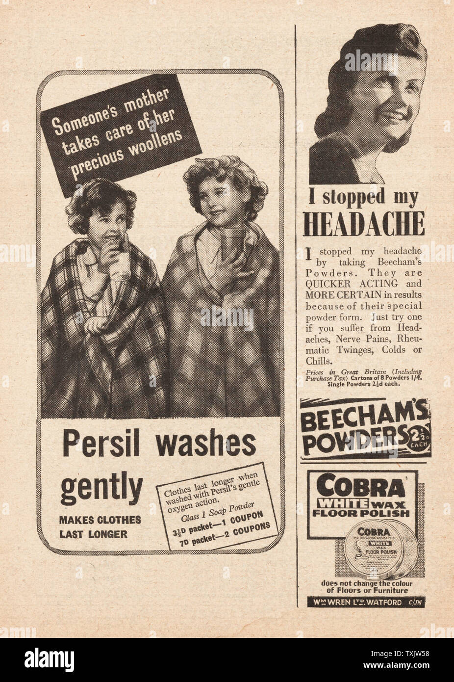 1942 UK Magazine Persil Washing Powder Advert Stock Photo - Alamy