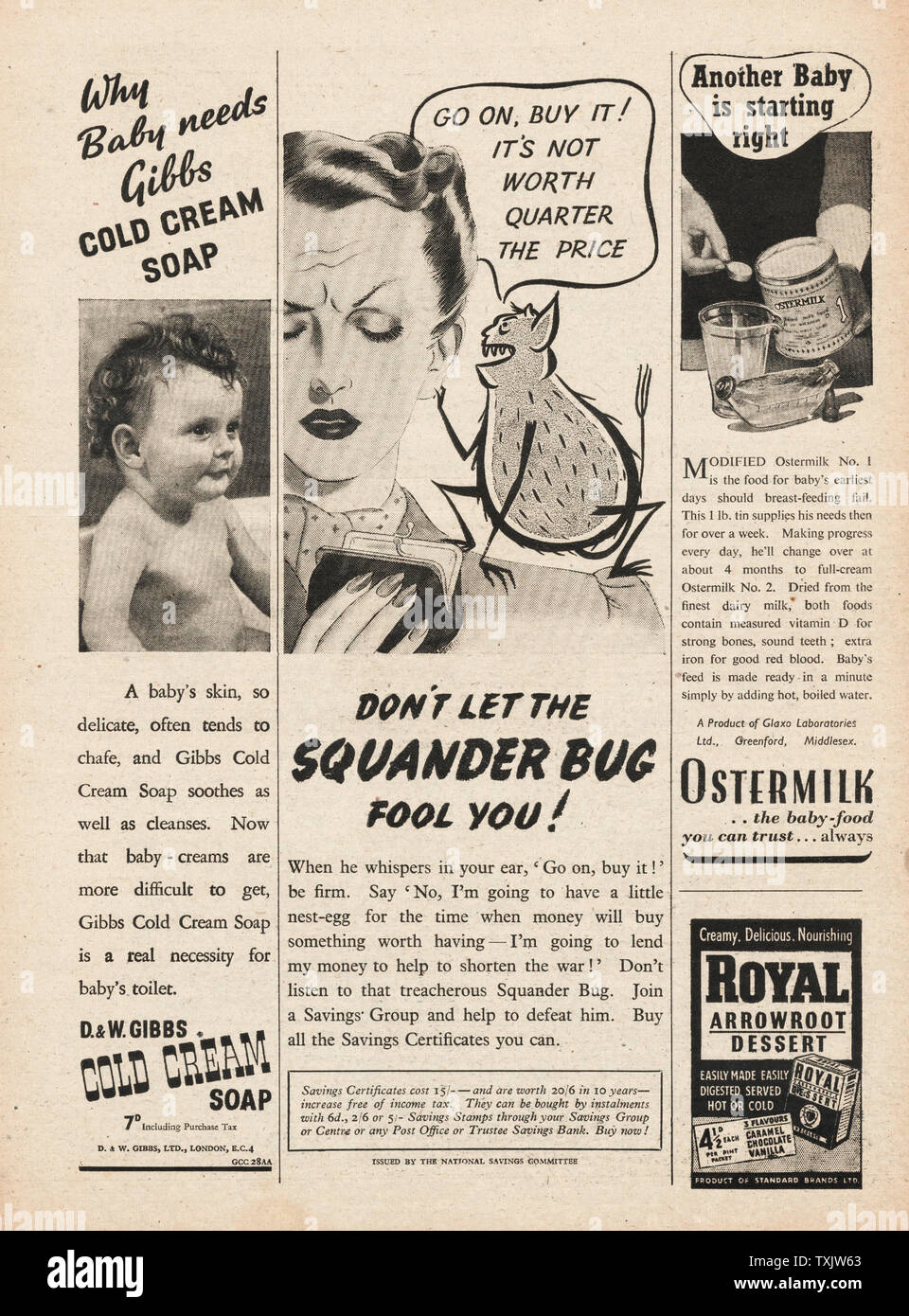 1943 UK Magazine Squander Bug Advert Stock Photo - Alamy
