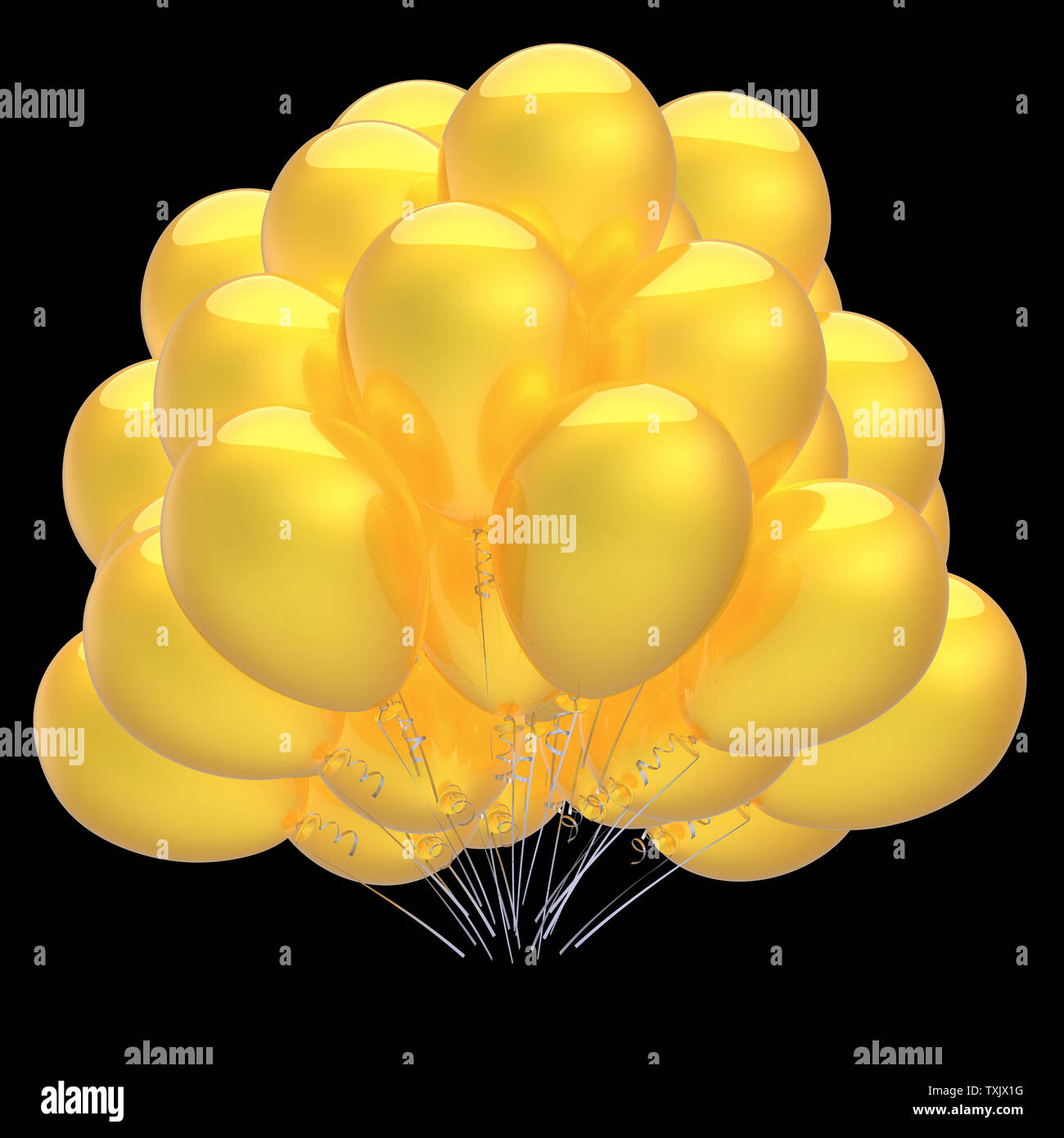 yellow party balloons colorful and shiny. happy birthday helium balloon ...