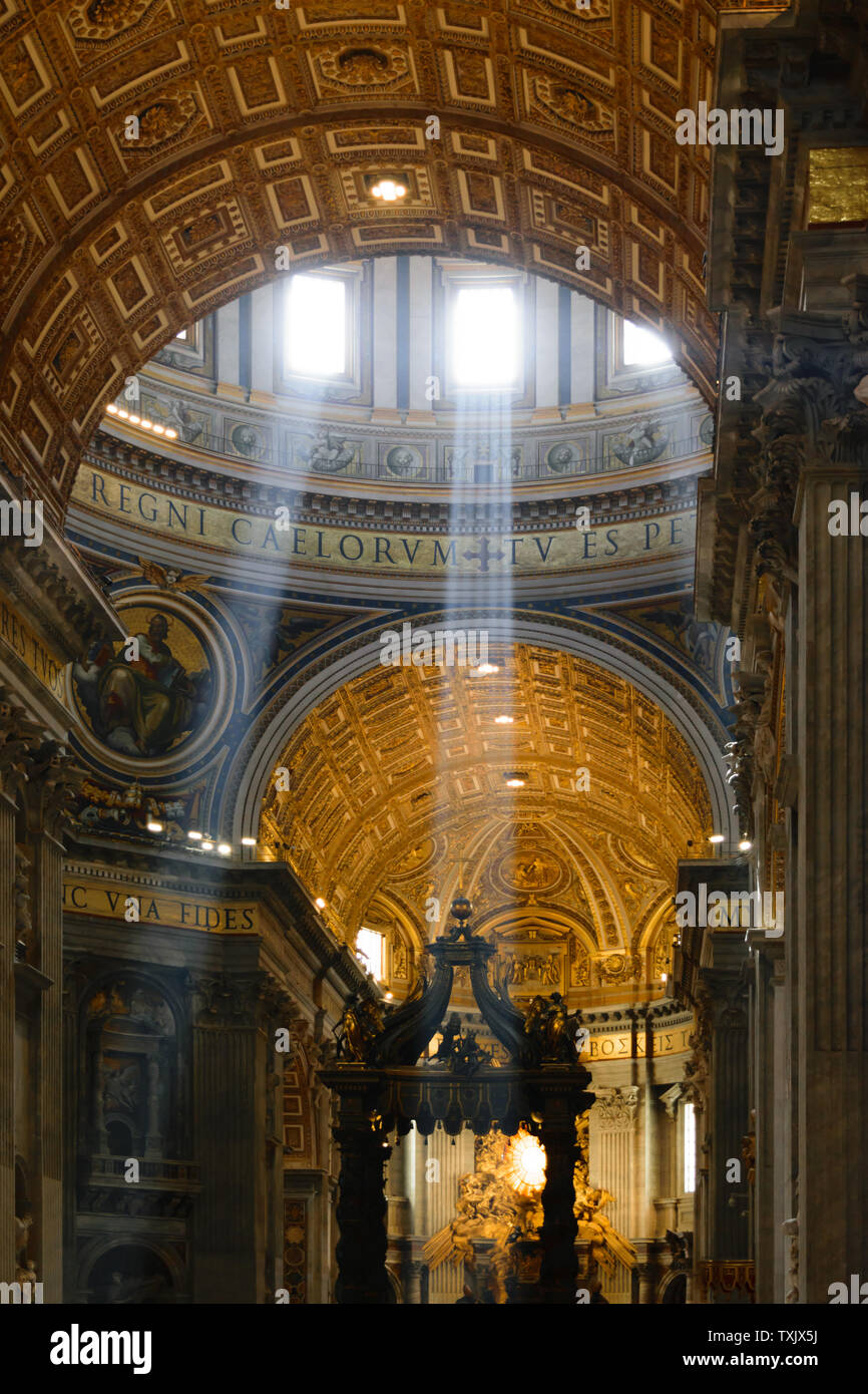 Vatican city, Vatican 19 JUN 2019 Indoor of the St. Peter's basilica ...