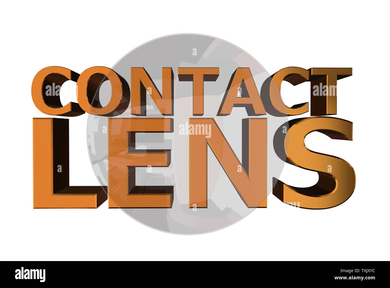 Contact lens on the background of the inscription. 3D illustration ...