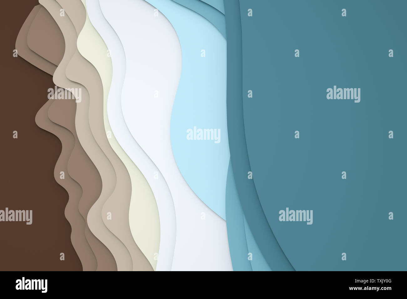 Three-dimensional rendering, curved cardboard light color background ...