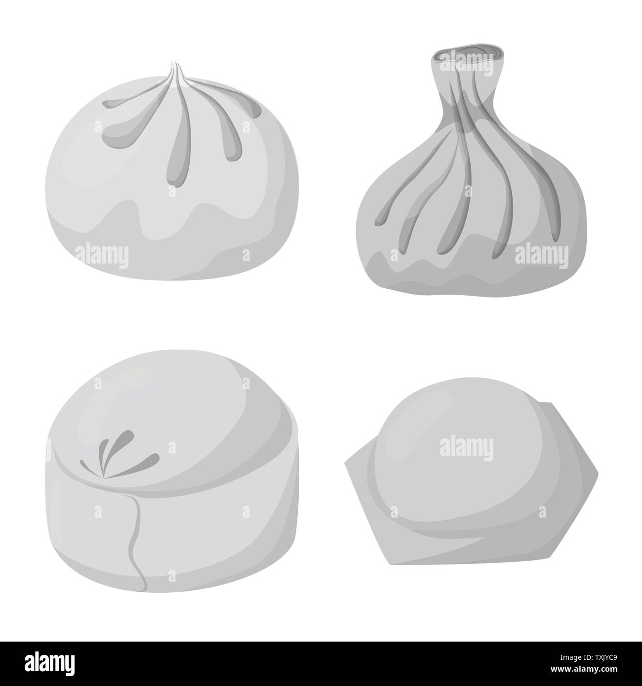 Vector design of dumplings and stuffed logo. Set of dumplings and dish ...