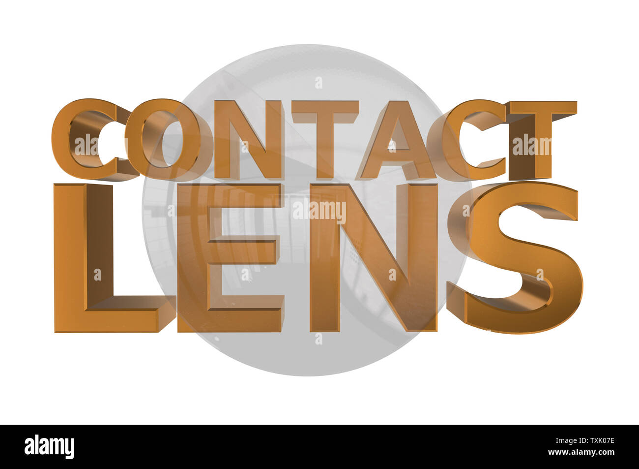Contact lens on the background of the inscription. 3D illustration ...