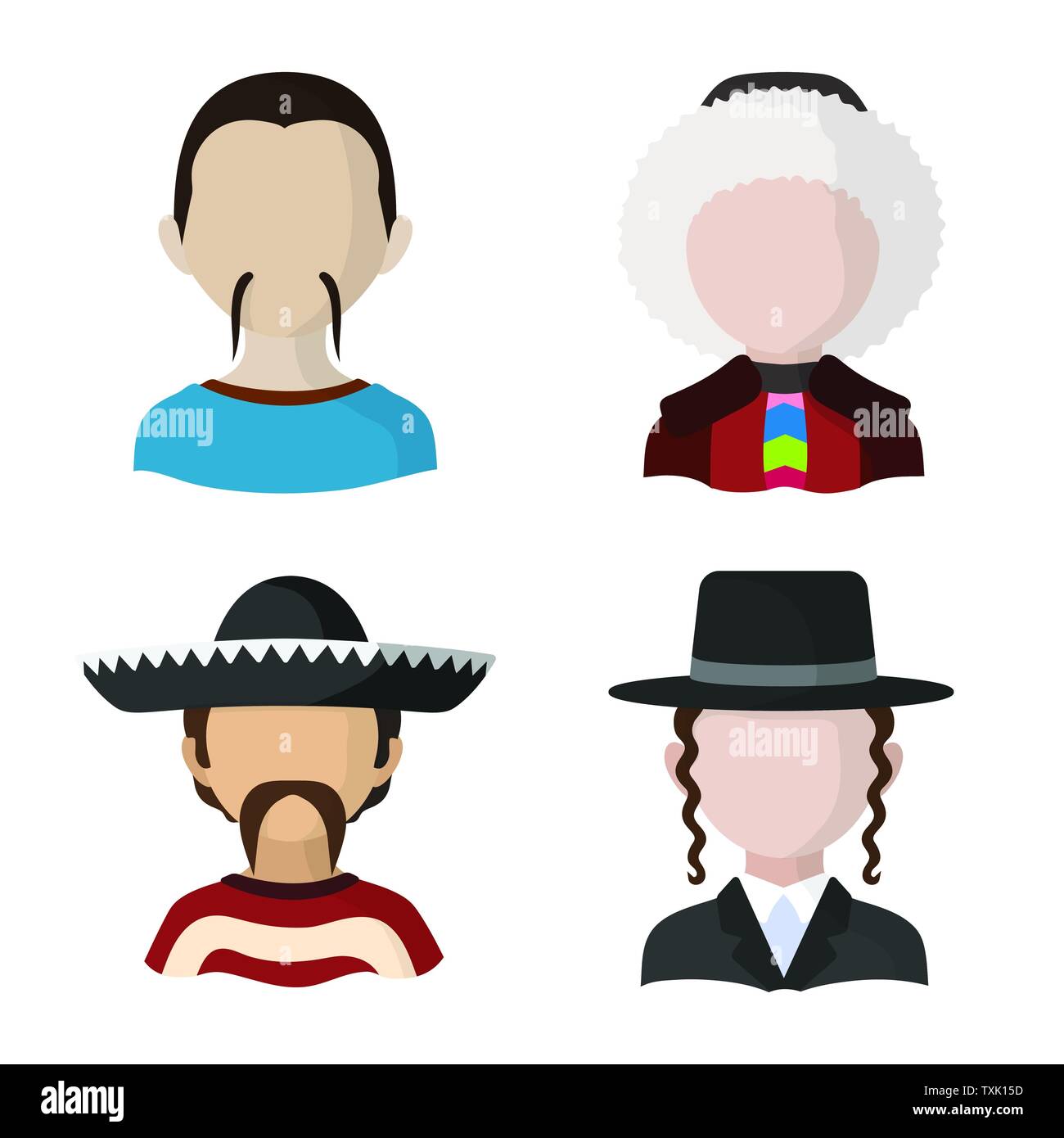 Vector illustration of nation and race icon. Set of nation and user ...