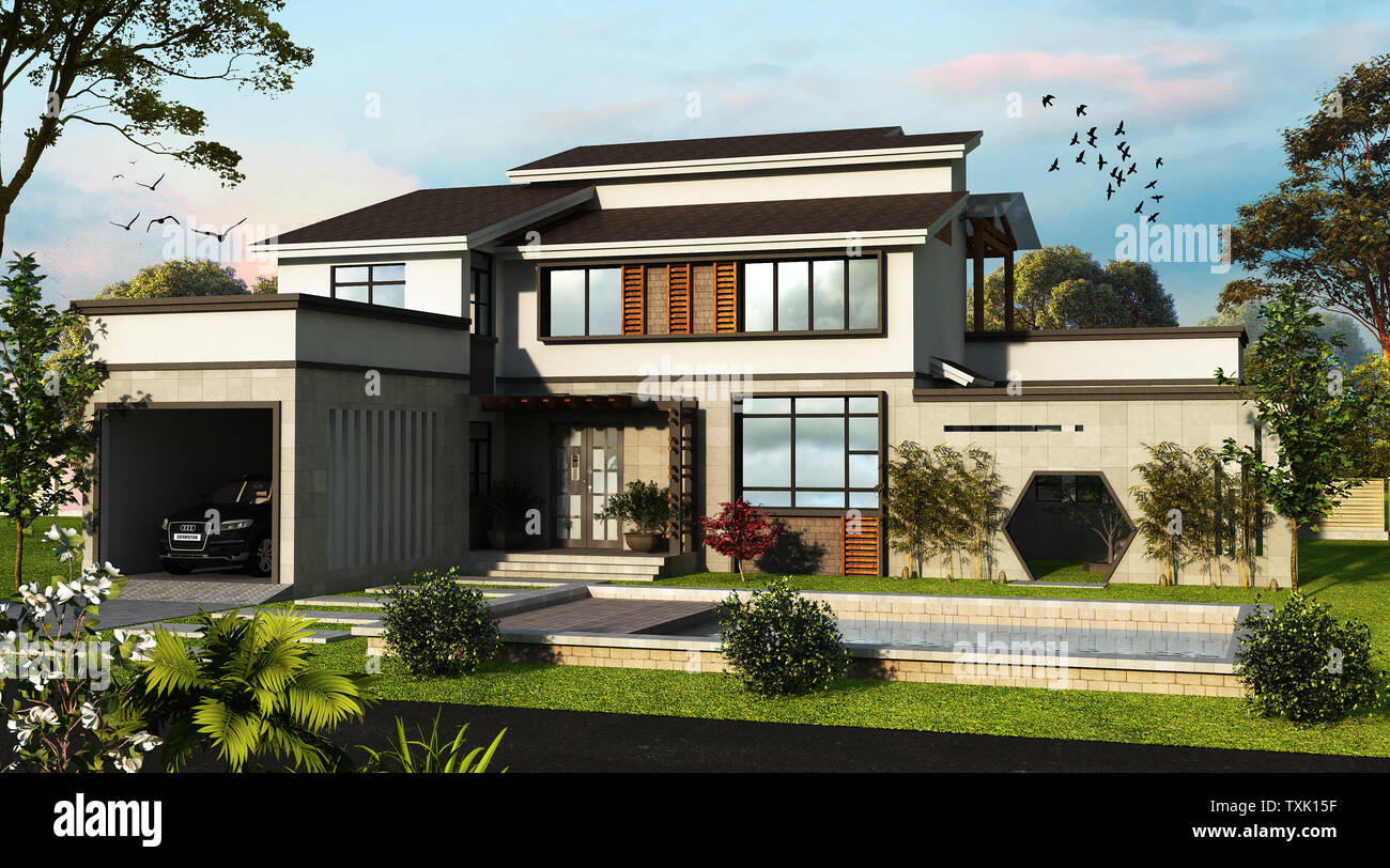 New Chinese villa Stock Photo - Alamy