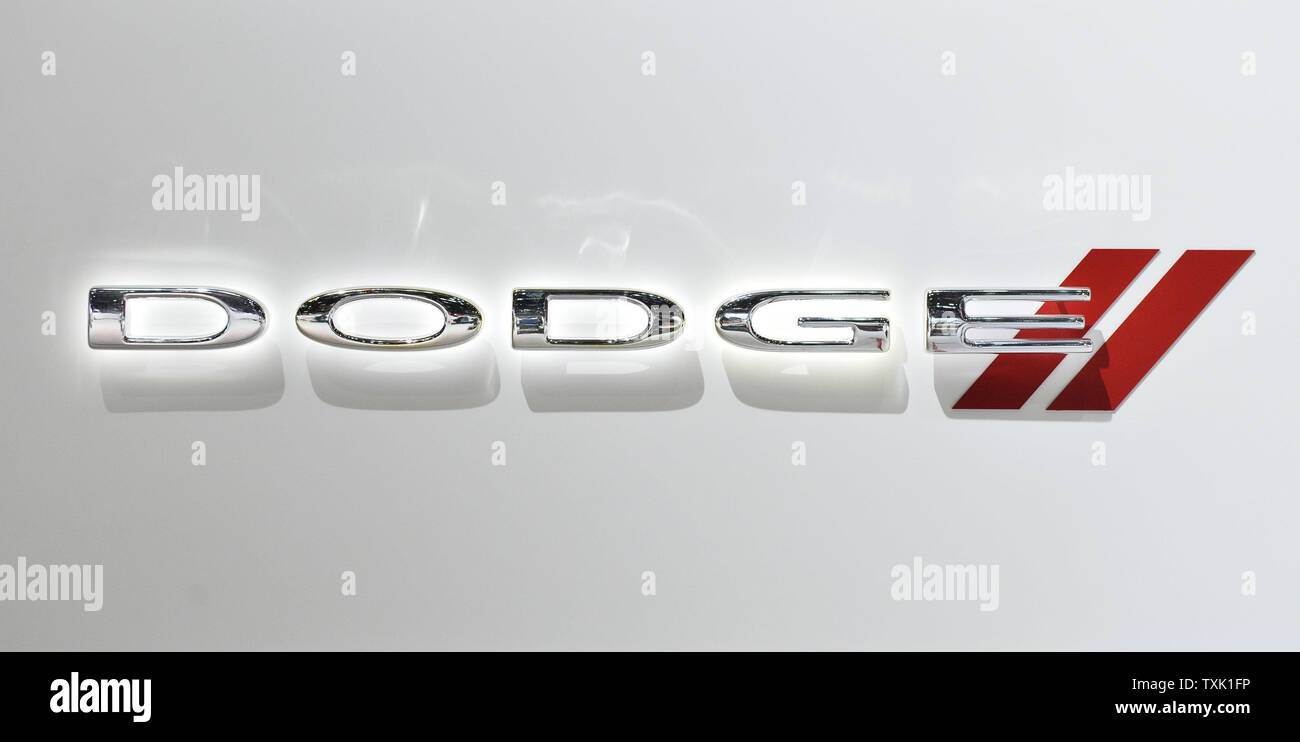The Dodge logo is displayed at the Chicago Auto Show on February 11 ...