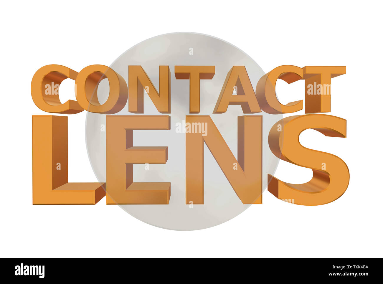 Contact lens on the background of the inscription. 3D illustration ...