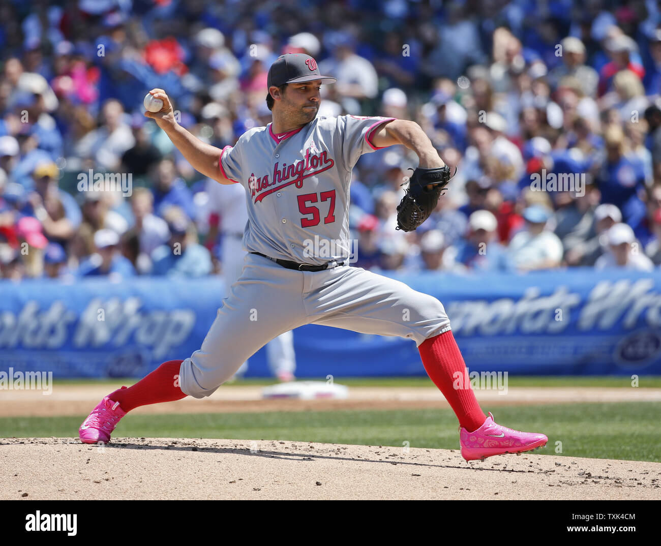 Washington Nationals starting pitcher Tanner Roark (57) delivers a ...