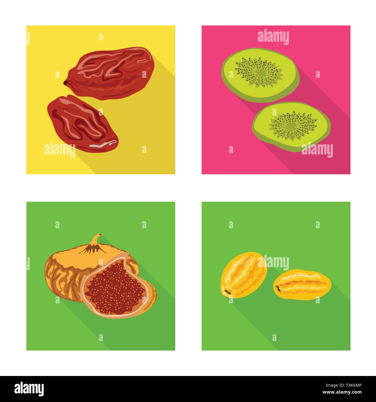 Vector illustration of fruit and dried icon. Set of fruit and food ...