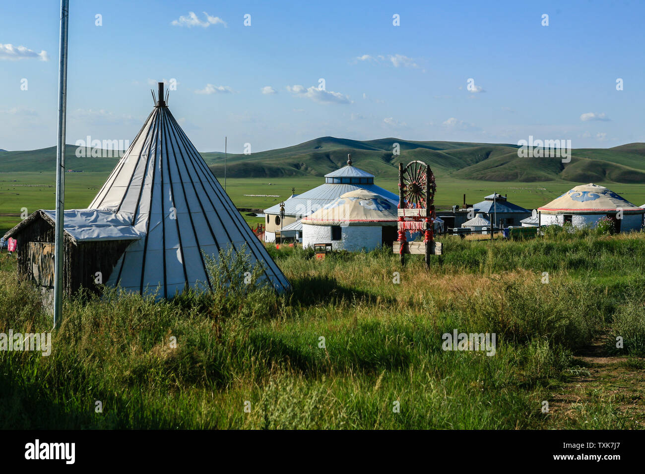 Inner Mongolia grassland yurt folklore landscape Stock Photo - Alamy