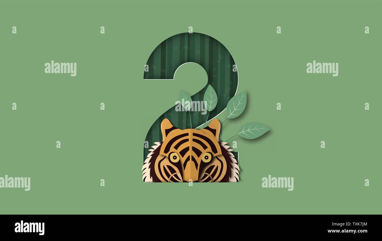 International tiger day with face and number. Vector illustration in ...